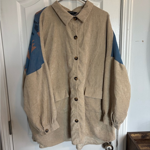 DAVI & DANI | Jackets & Coats | Davi Dani Cream And Blue Aztec Knit ...